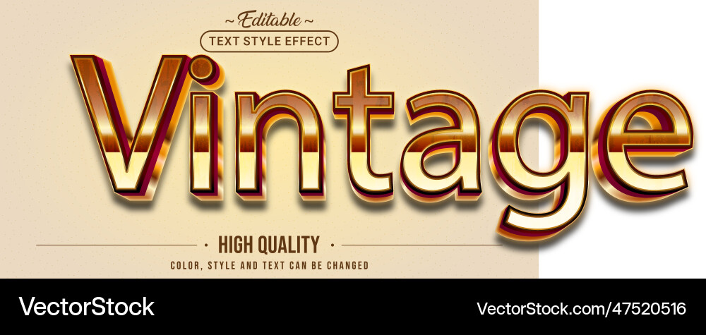 Editable text style effect - vintage Royalty Free Vector