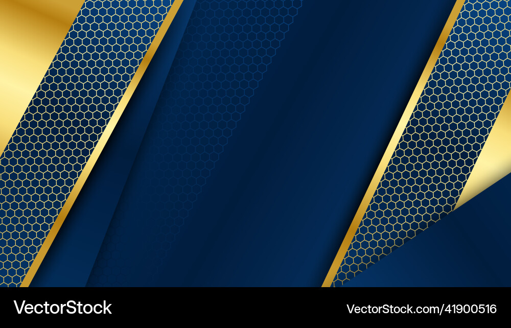 Elegant navy blue gold background with overlap Vector Image