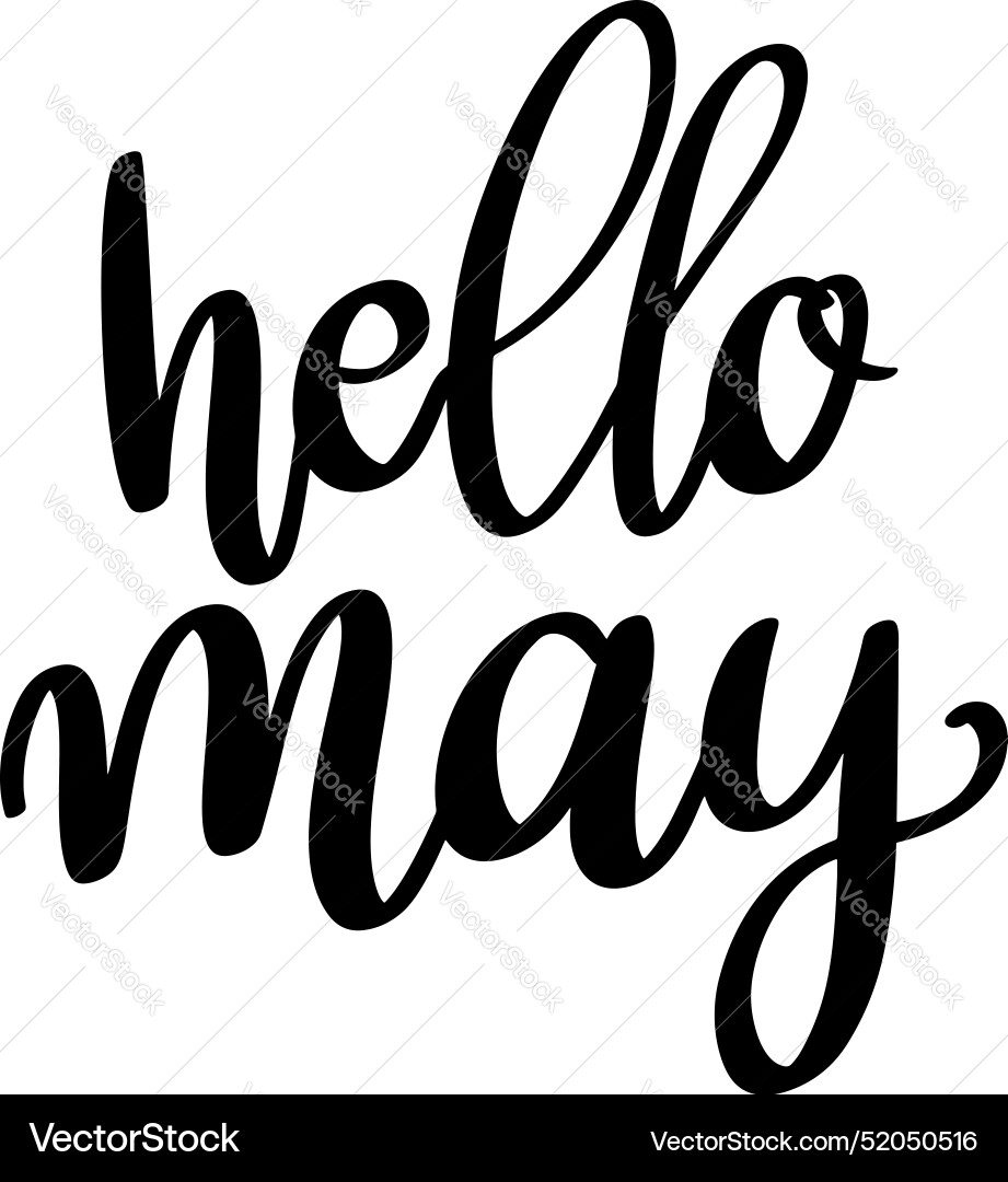 Hello may lettering phrase isolated on white Vector Image