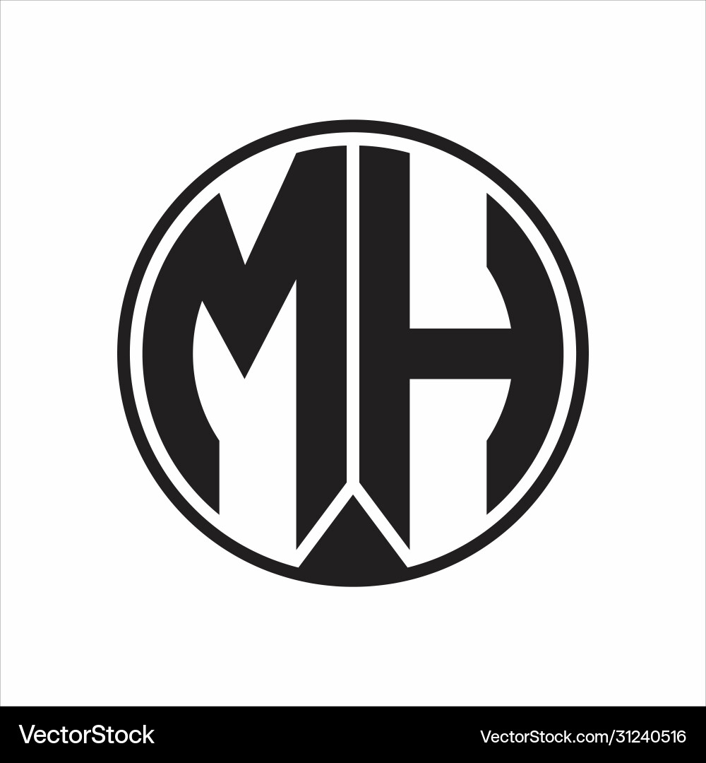 Mh logo monogram circle with piece ribbon style Vector Image