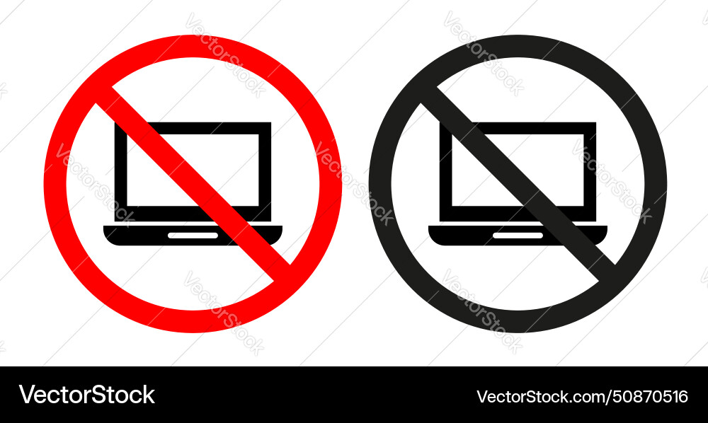 No laptop sign forbidden pc symbol Royalty Free Vector Image