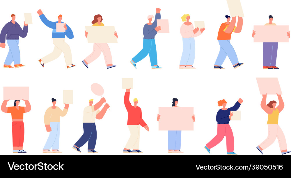 People with placards demonstration placard Vector Image