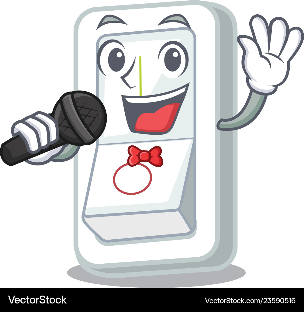 Singing light switch is isolated with mascot Vector Image