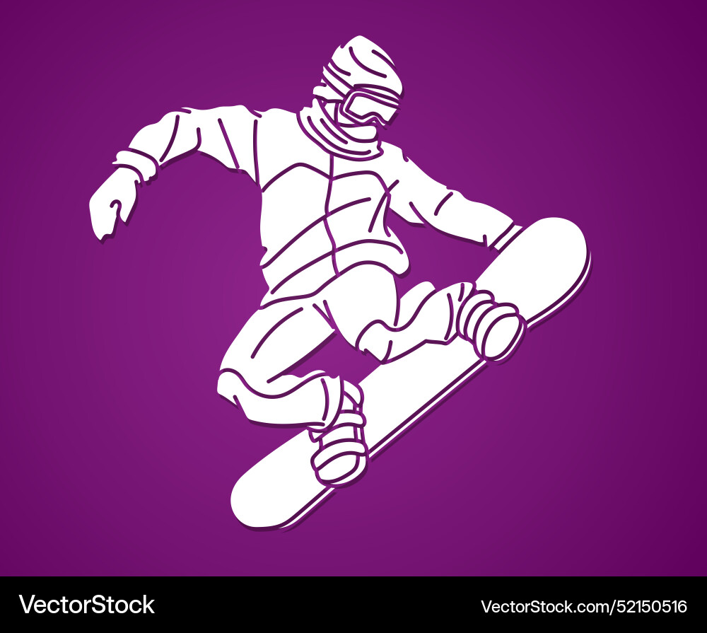 Snowboard player action extreme sport snowboarder Vector Image