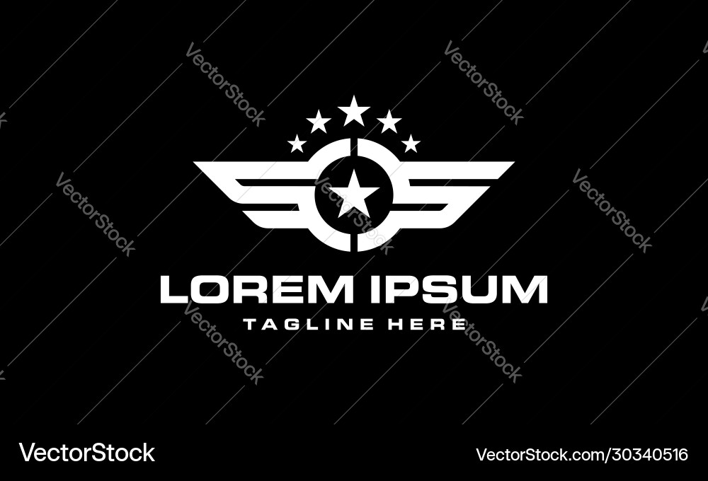 SOS Wings Star Logo Concept Royalty Free Vector Image