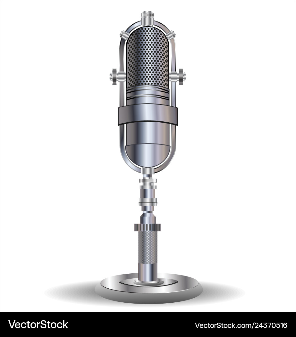 Vintage silver microphone isolated on white Vector Image