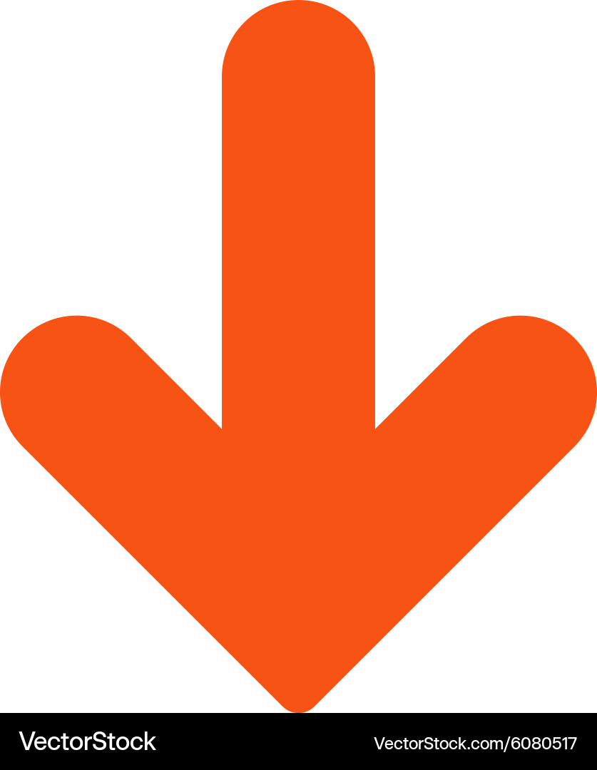 Arrow down flat orange color icon Royalty Free Vector Image