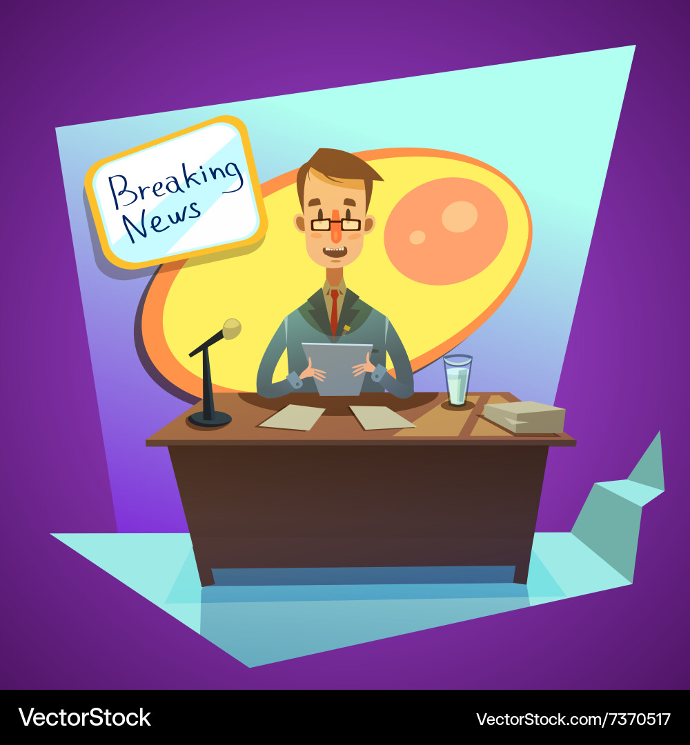 Breaking news cartoon Royalty Free Vector Image