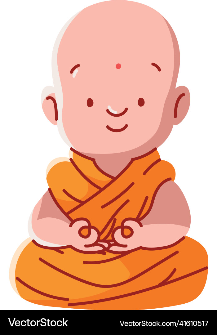 Buddhist monk sitting in meditation Royalty Free Vector