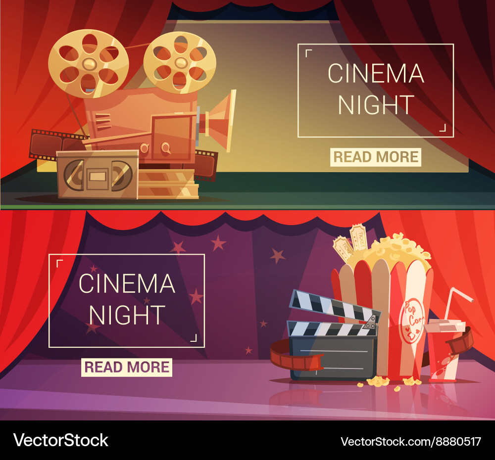 Cinema banners set Royalty Free Vector Image - VectorStock