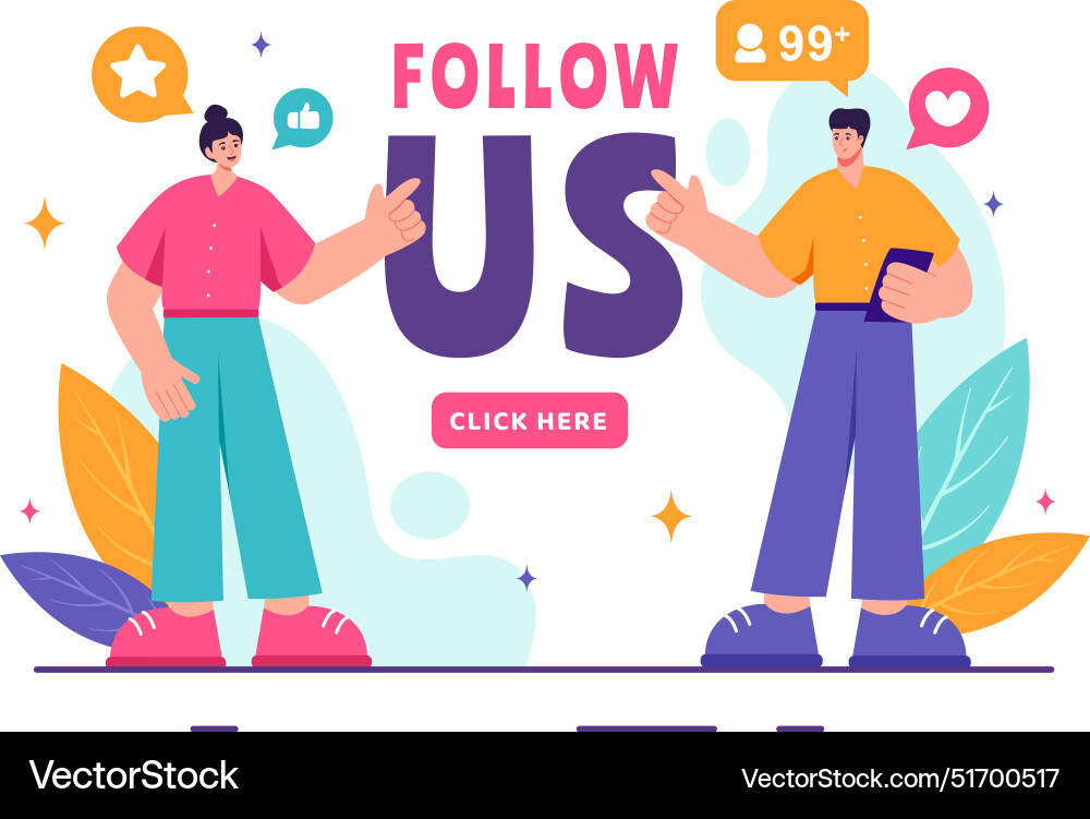 Follow us and like for internet advertisements Vector Image