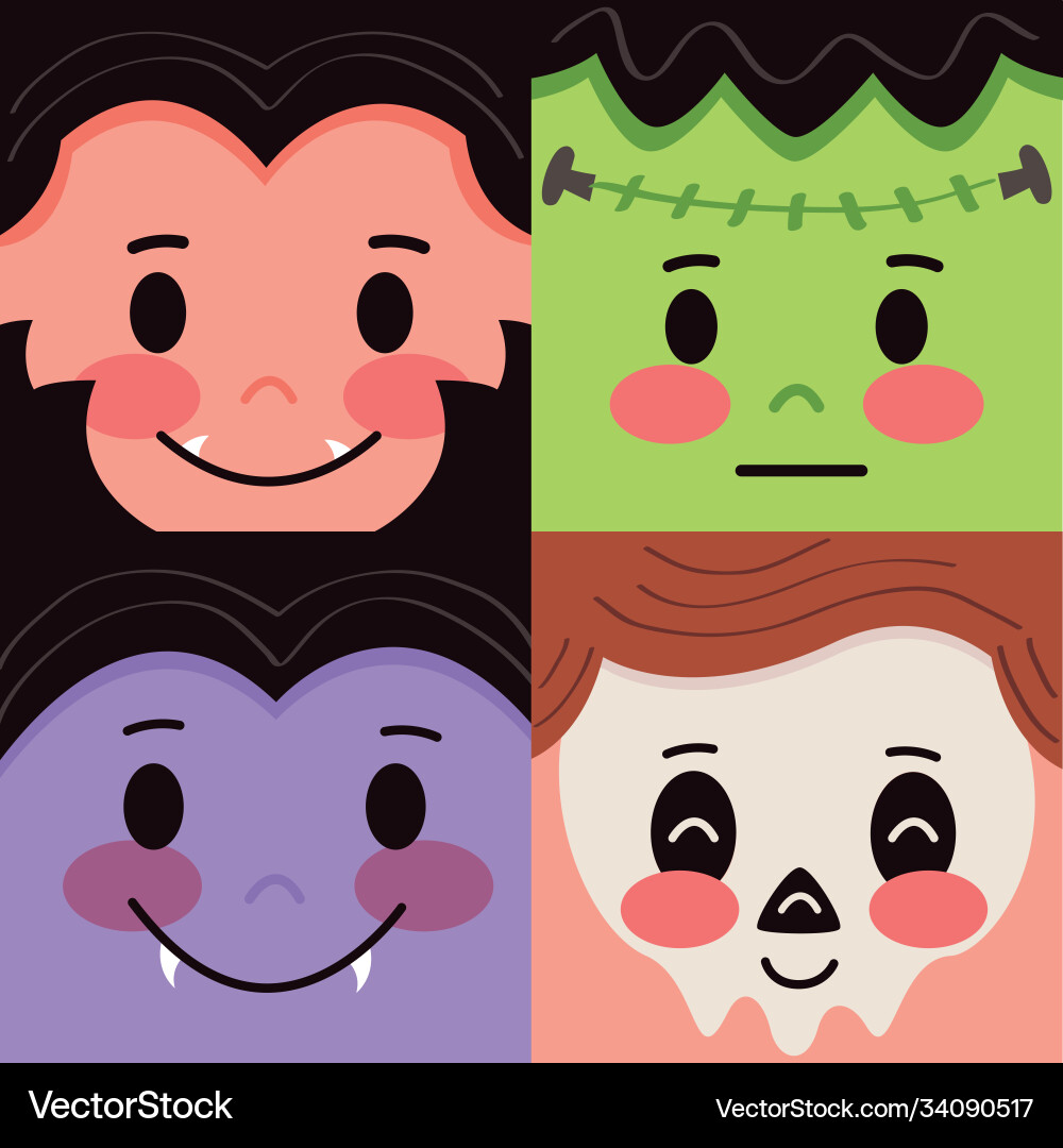 Group mask halloween costume icons Royalty Free Vector Image
