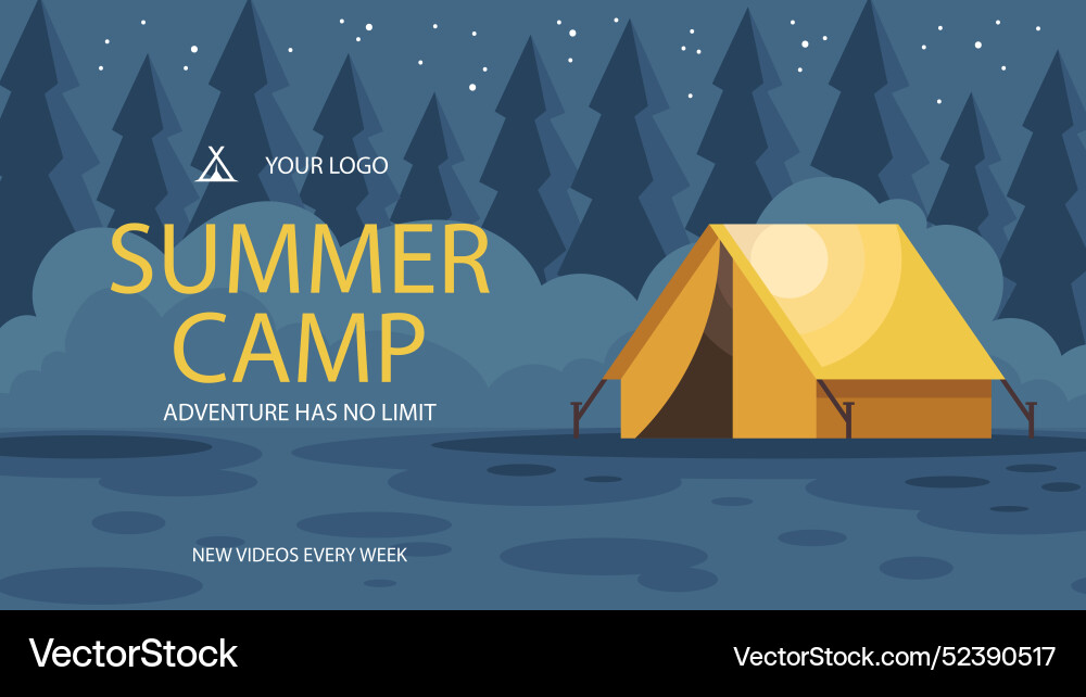 Hand drawn summer camp youtube thumbnail Vector Image