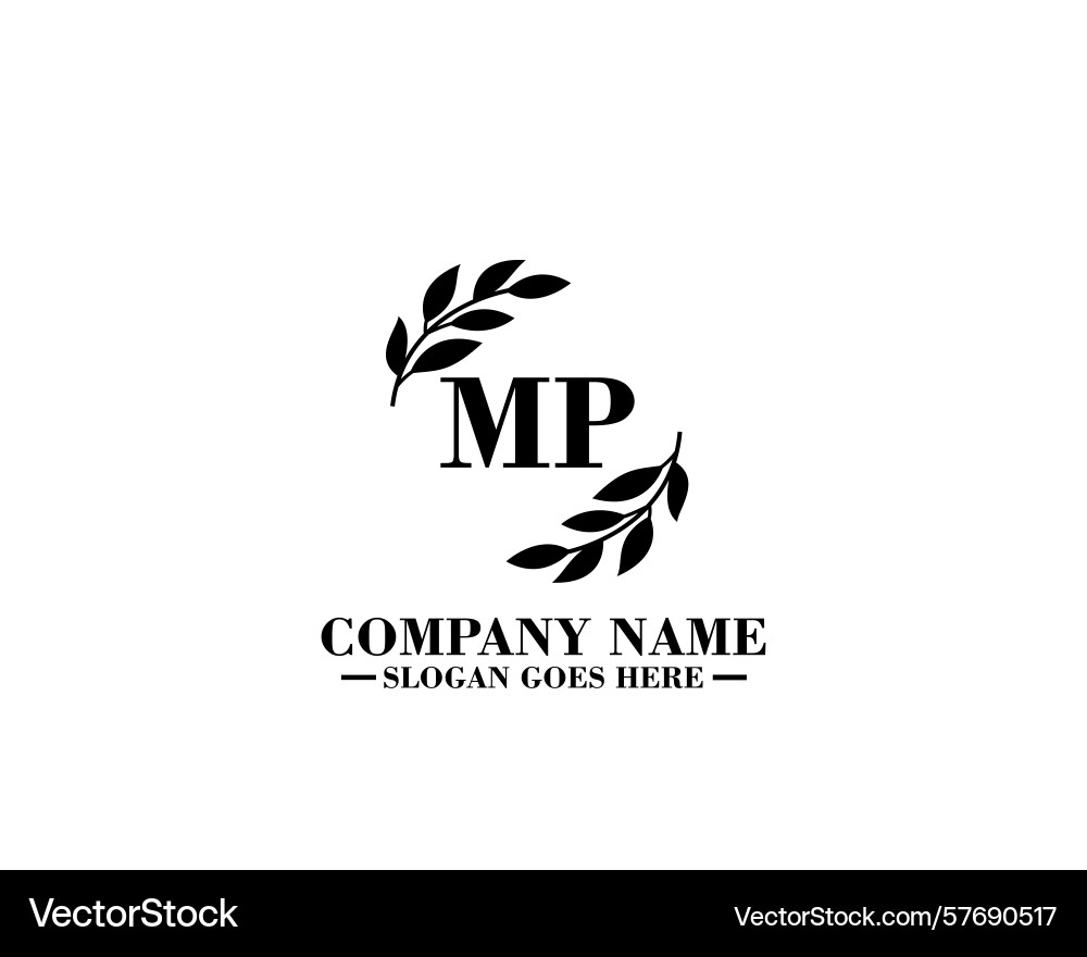 Modern floral monogram mp logo design template Vector Image