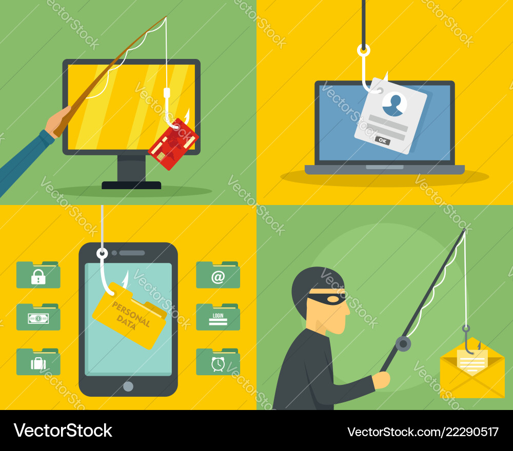 Phishing email security banner set flat style Vector Image