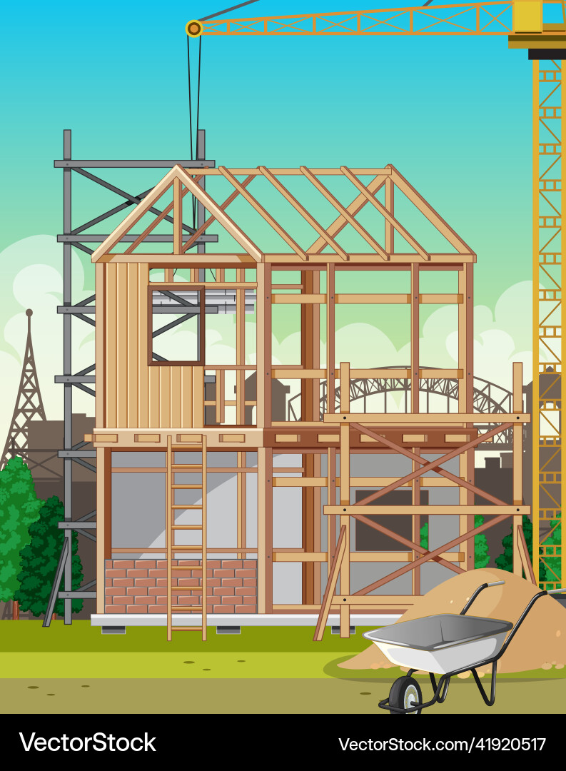 Scene of building construction site Royalty Free Vector