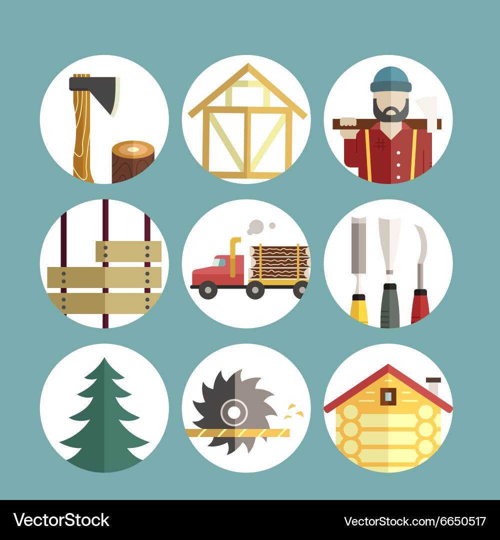 Timber industry icons Royalty Free Vector Image