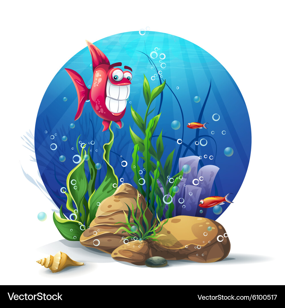 Underwater rocks with seaweed Royalty Free Vector Image