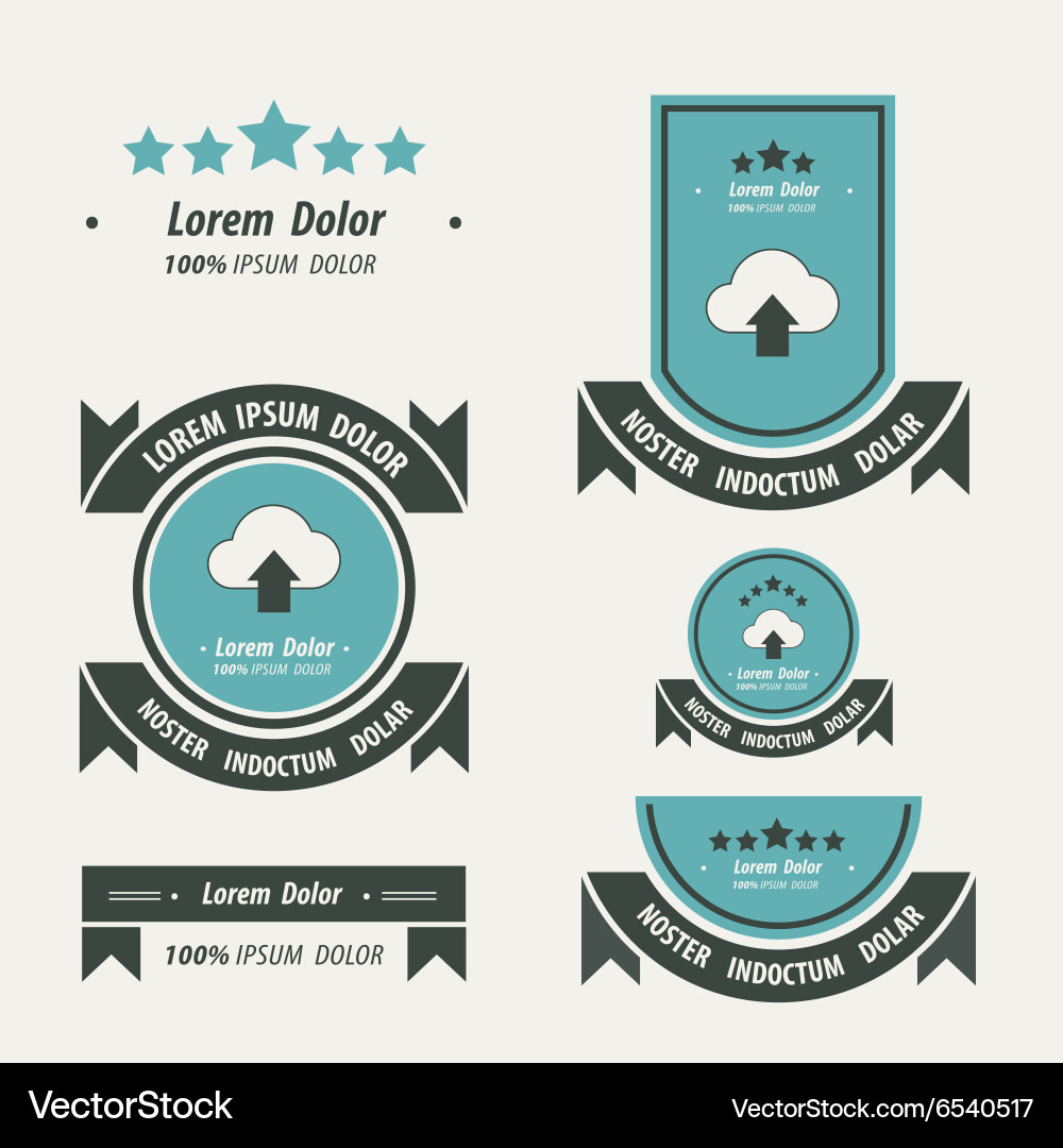 Upload cloud label and ribbon blue black color Vector Image