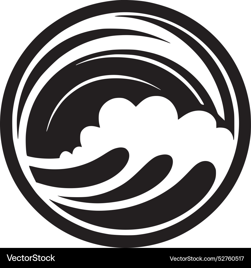 Waves - black and white isolated icon Royalty Free Vector