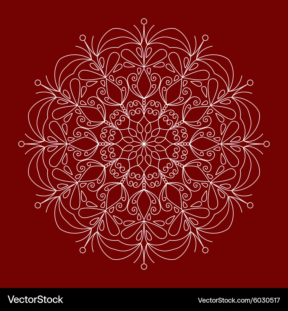 White lacy snowflake on redwinter background Vector Image