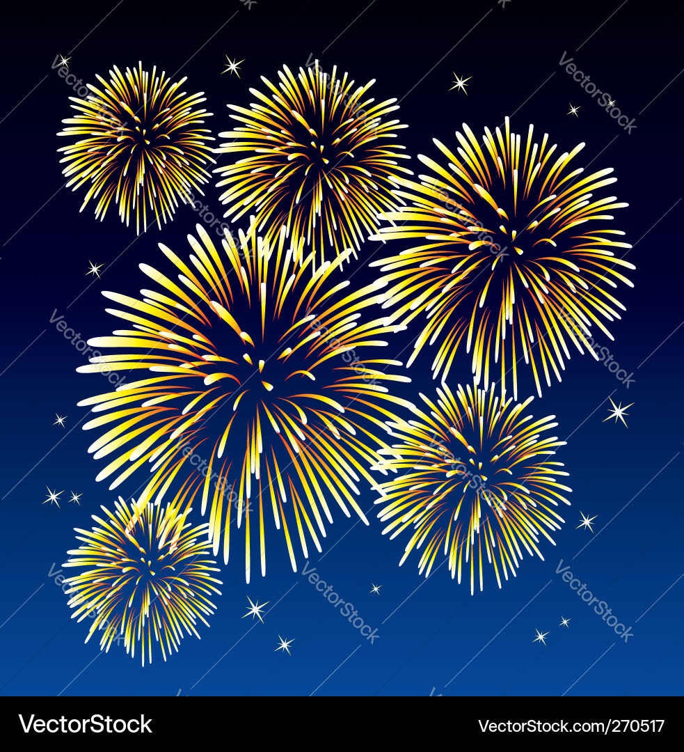 Yellow fireworks Royalty Free Vector Image - VectorStock
