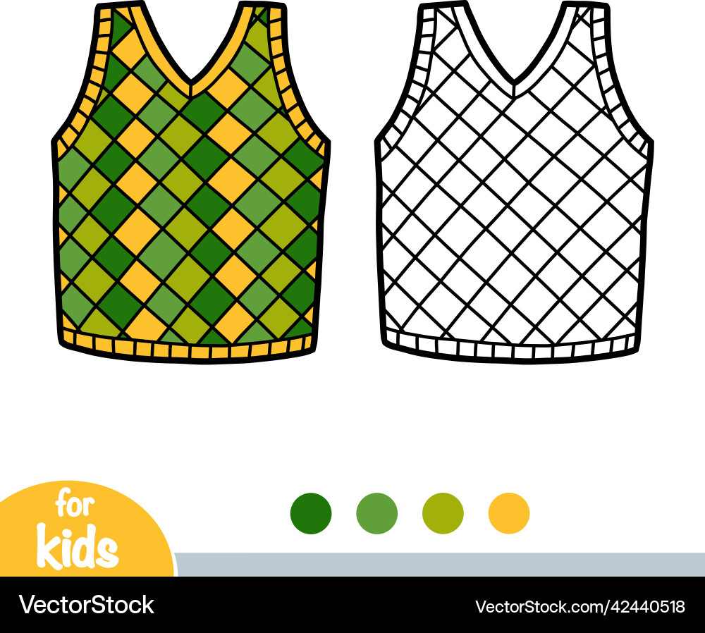 Coloring book mens plaid vest Royalty Free Vector Image