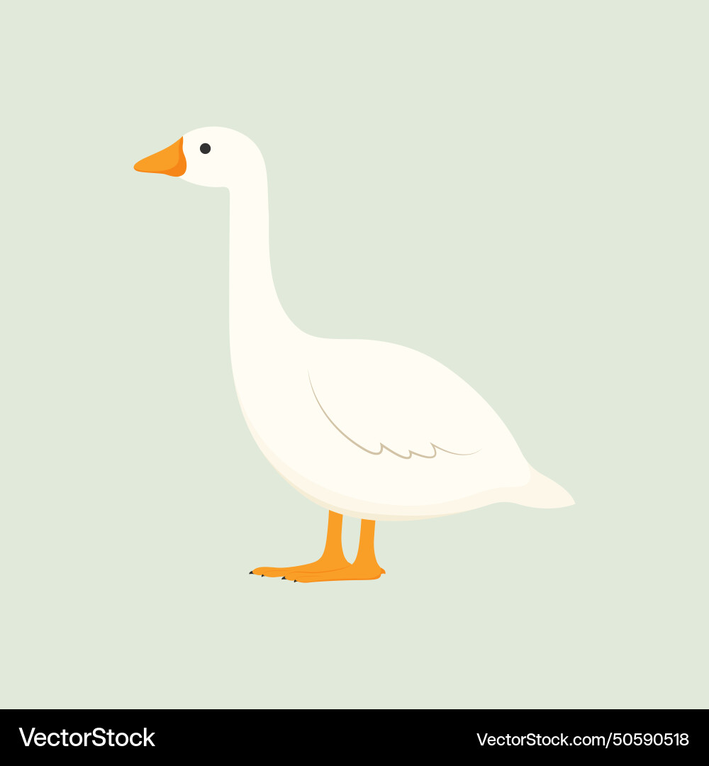 Cute cartoon white goose icon Royalty Free Vector Image