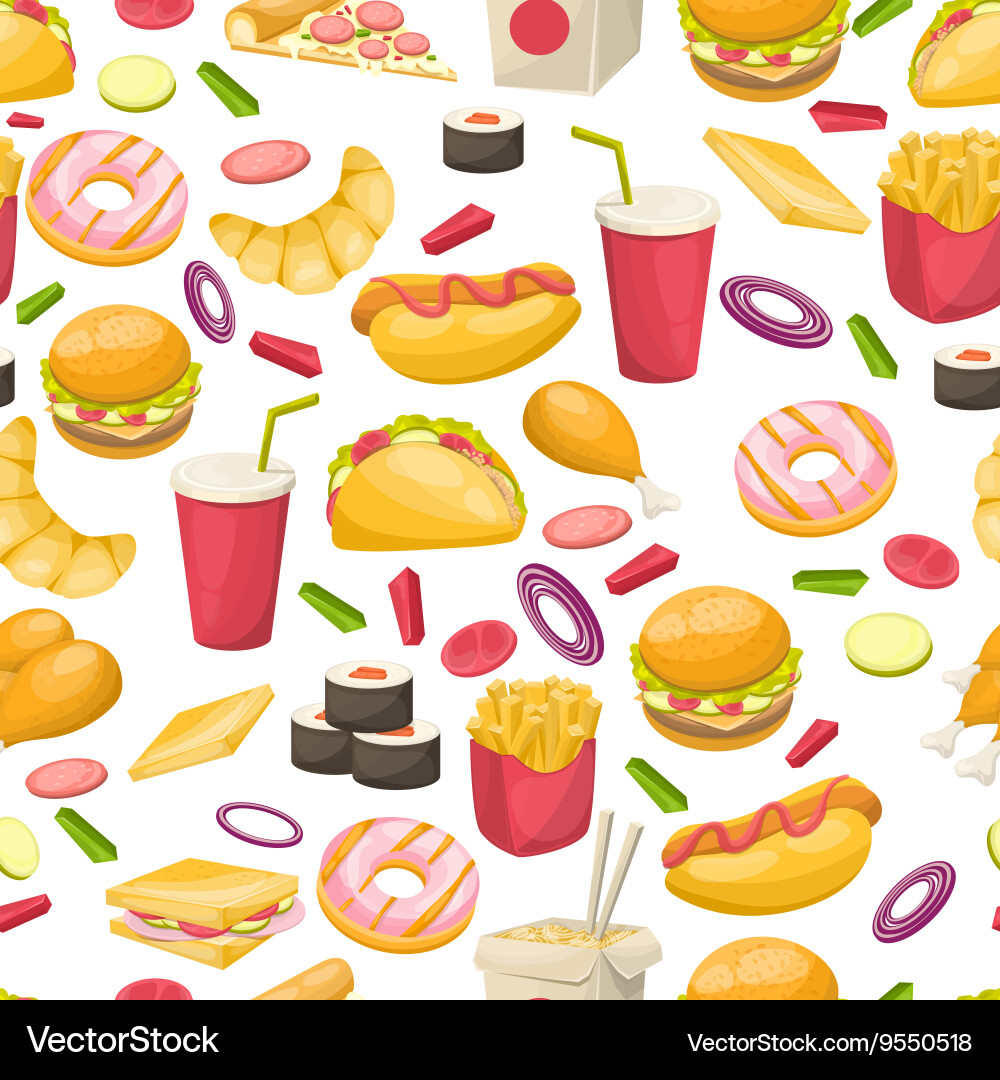 Fast food seamless pattern Royalty Free Vector Image