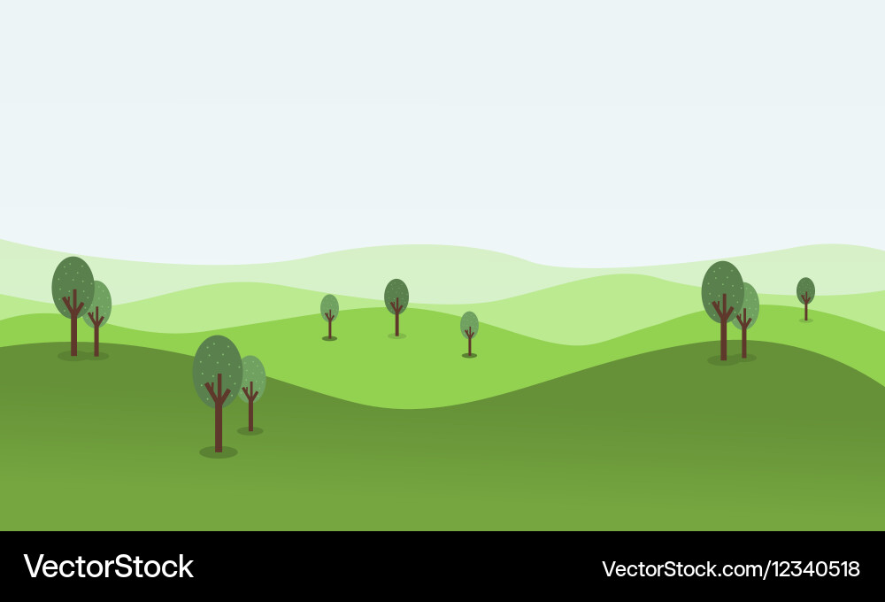Flat of rolling hill landscape Royalty Free Vector Image