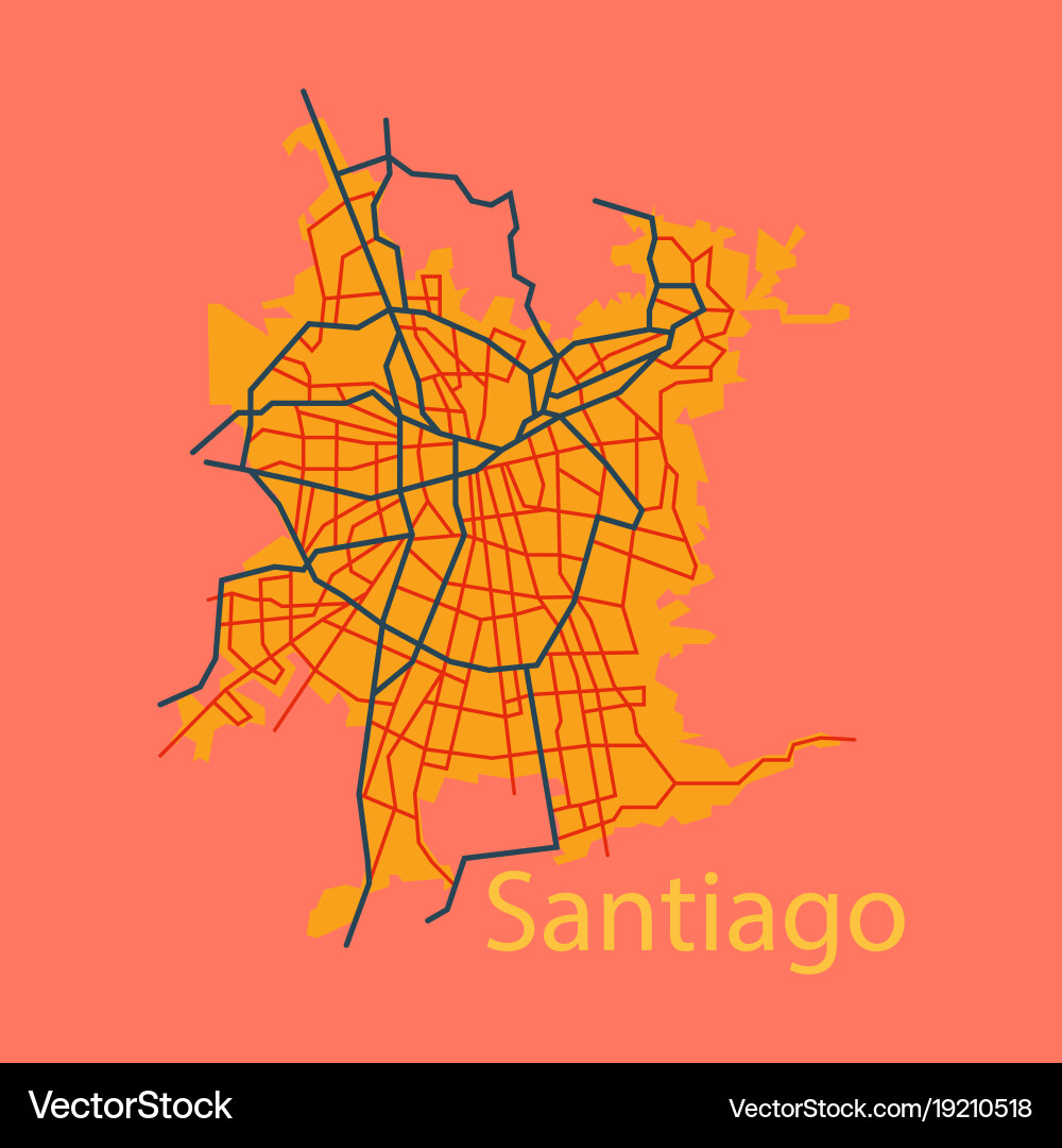 Flat road and administrative map of agglomeration Vector Image