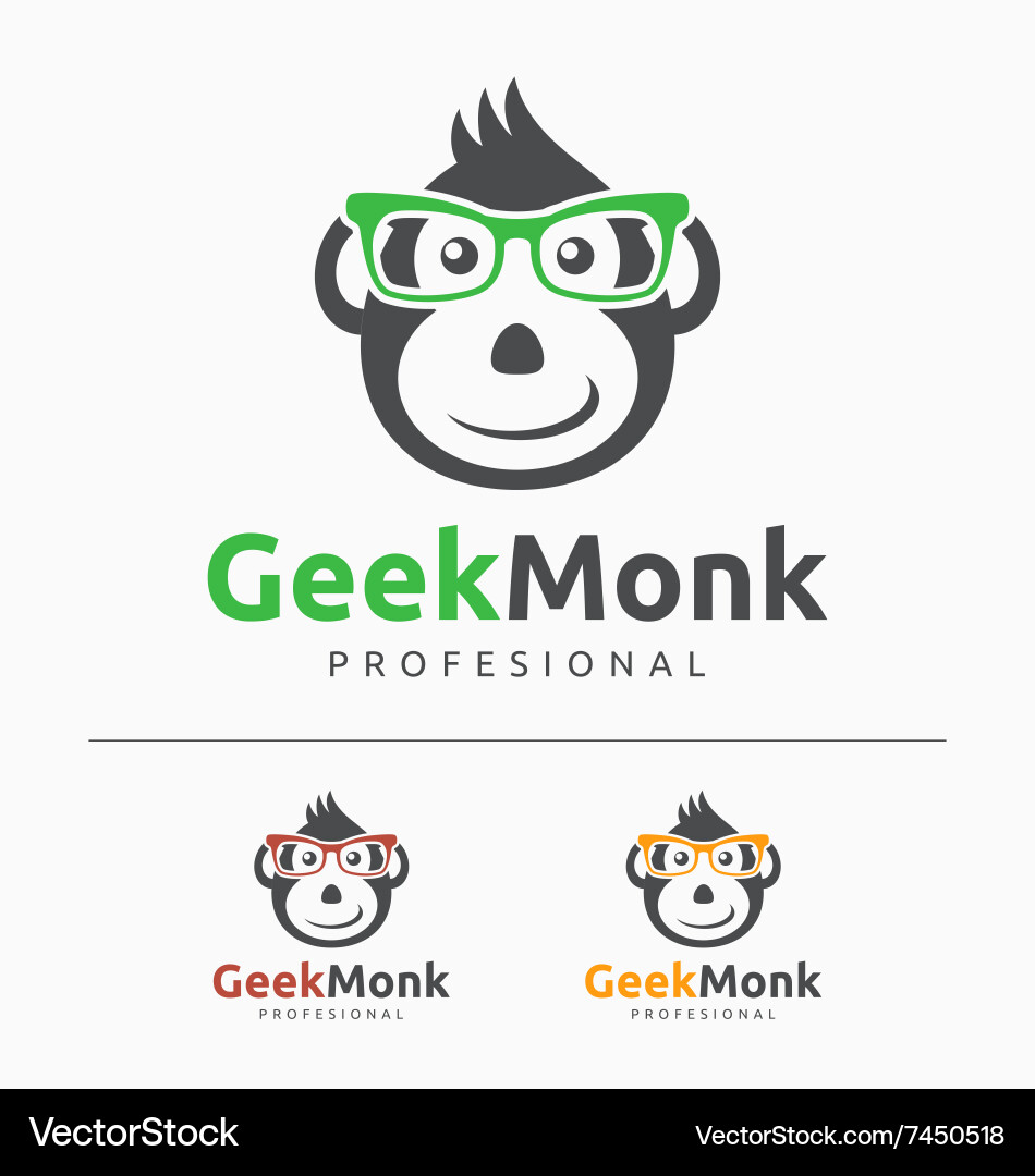Geek monkey logo template Royalty Free Vector Image