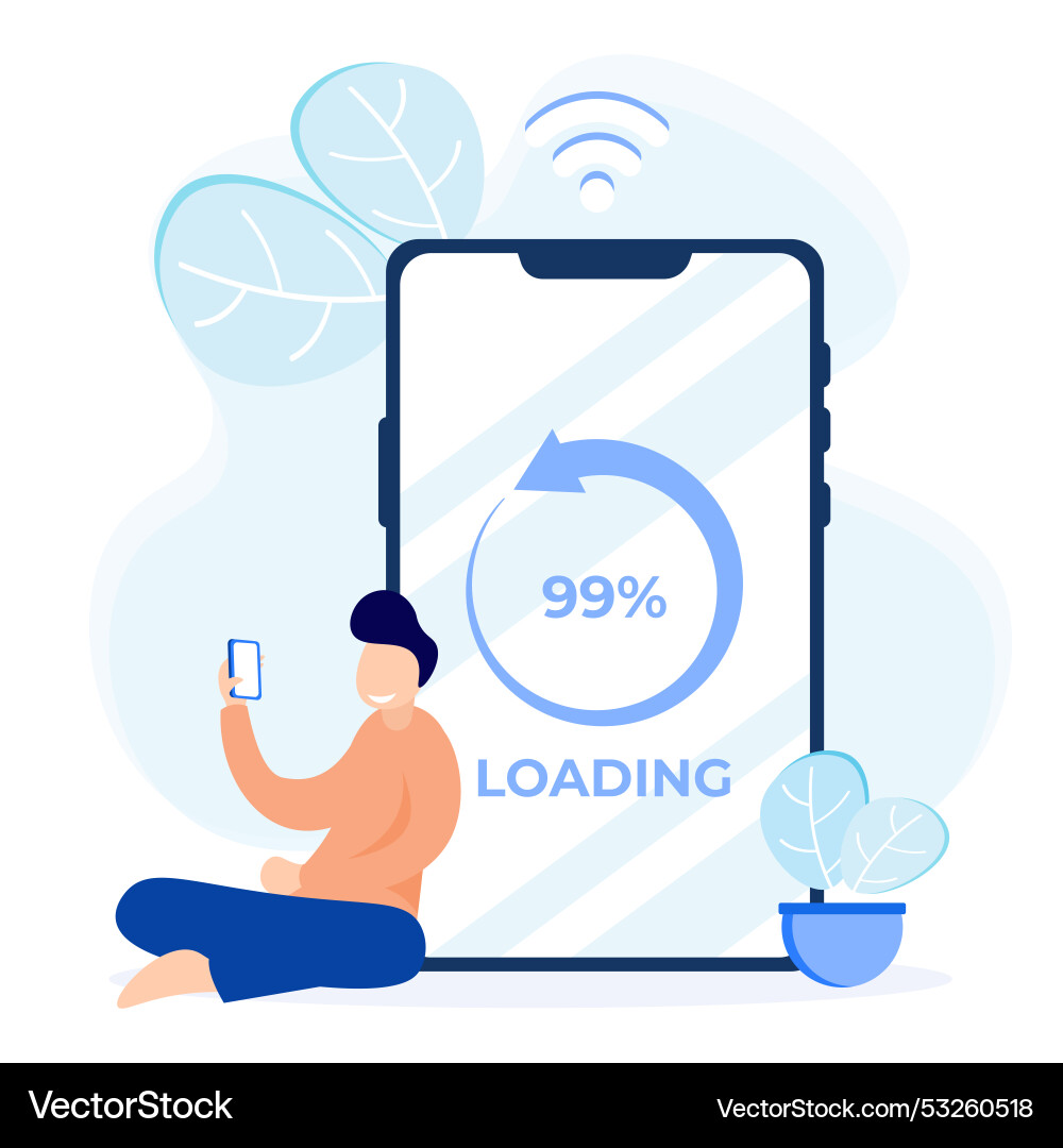 Graphic cartoon character of loading Royalty Free Vector