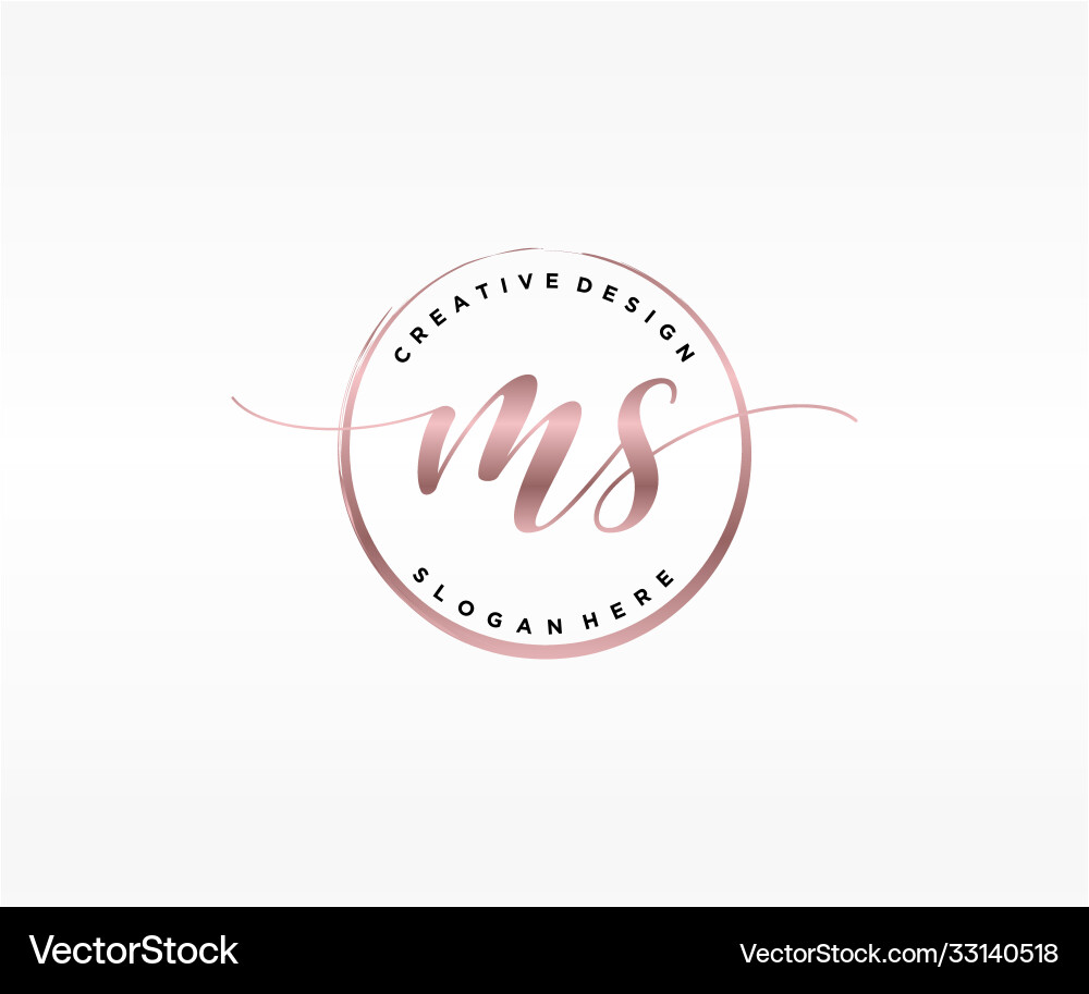 Initial ms handwriting logo with circle template Vector Image