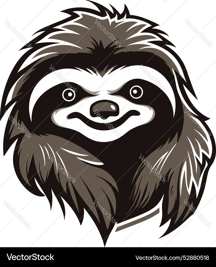 Monochromatic majesty canopy emblem graphic sloth Vector Image