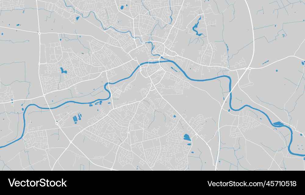 Ouse river map york city england watercourse Vector Image