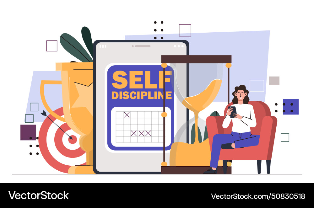 Self discipline concept Royalty Free Vector Image