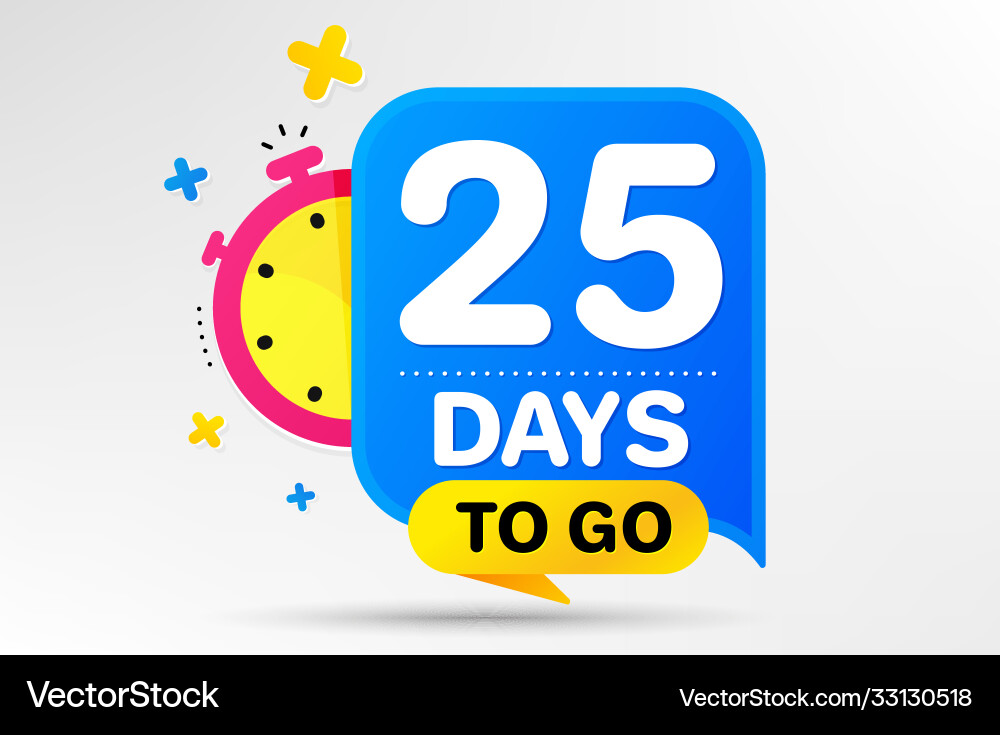 Twenty five days left icon 25 to go Royalty Free Vector