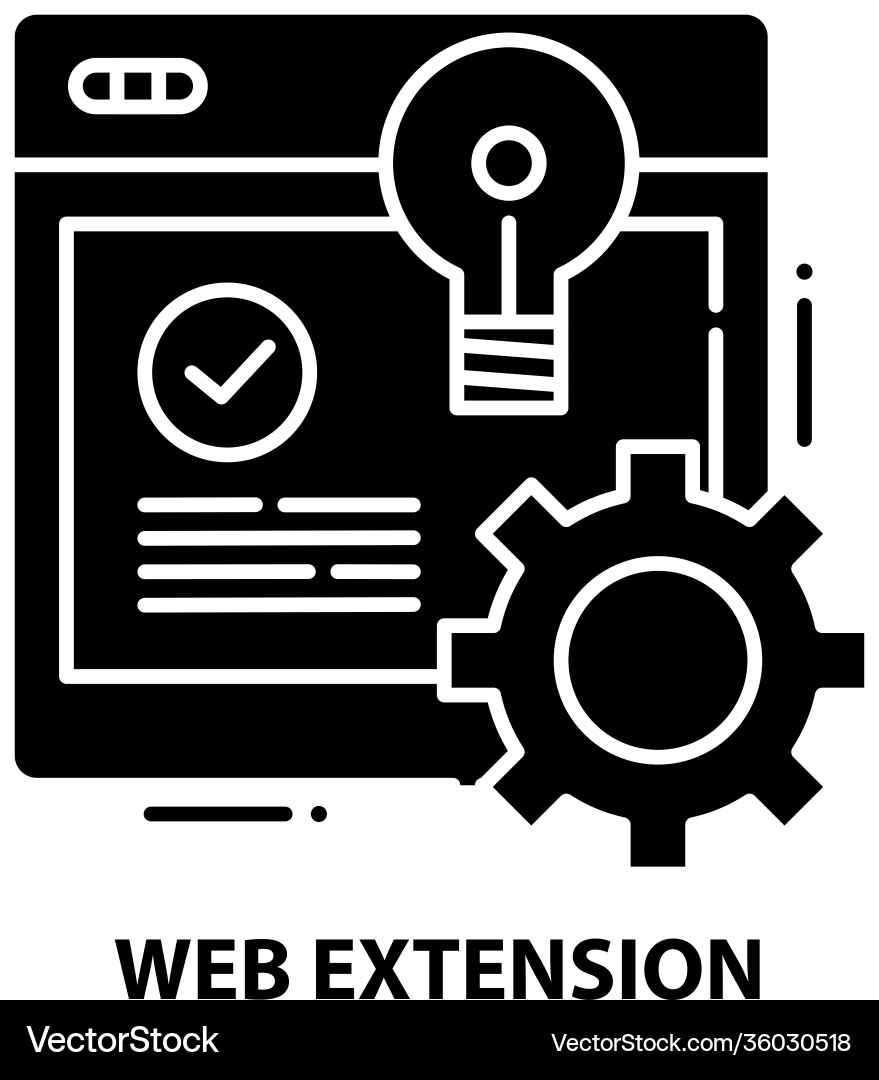 Web-Erweiterung Symbol schwarz Zeichen Lizenzfreier Vektor