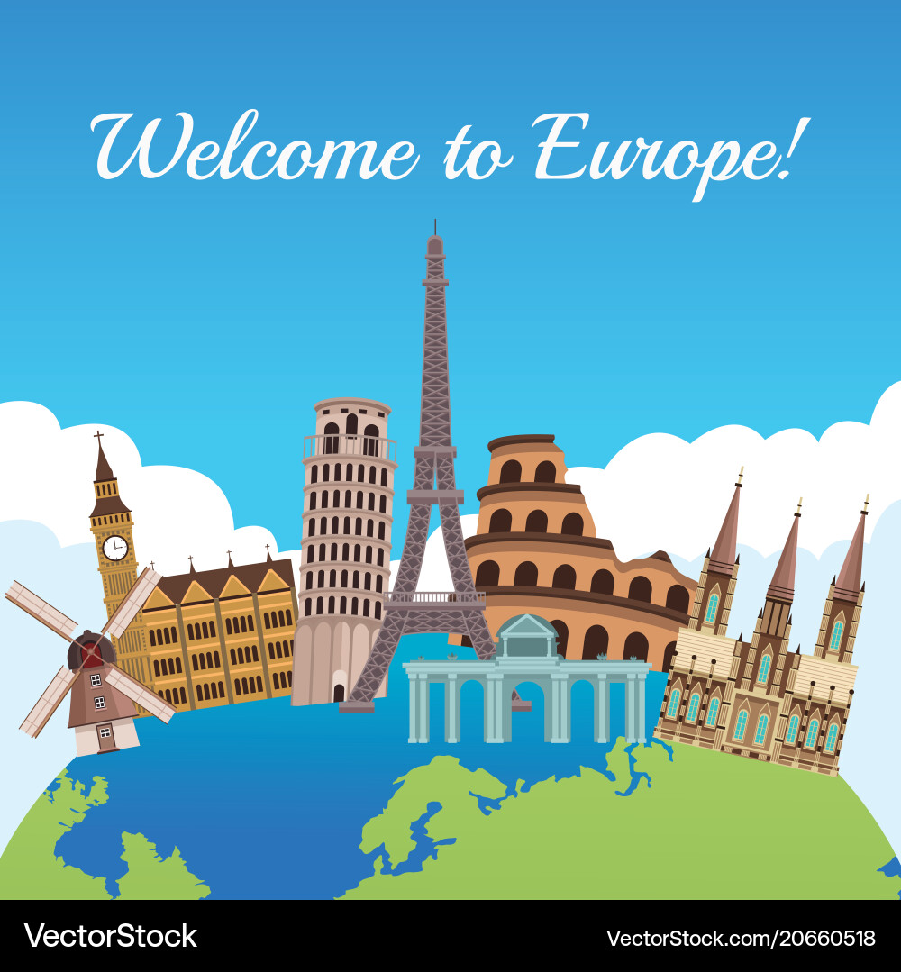 Welcome to europe Royalty Free Vector Image - VectorStock