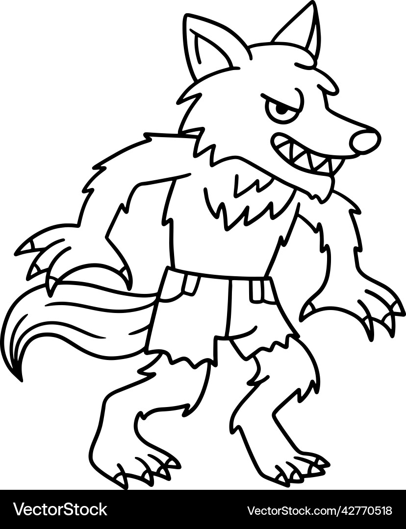 Werewolf halloween isolated coloring page Vector Image