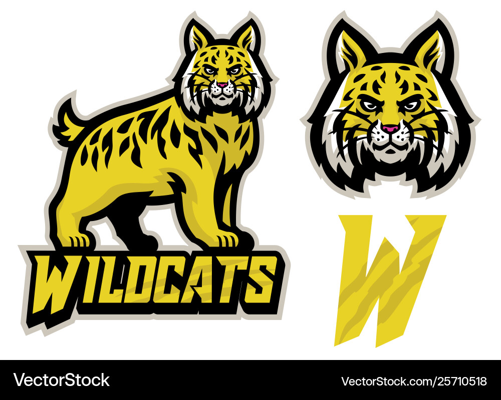 Wildcats sport mascot set Royalty Free Vector Image