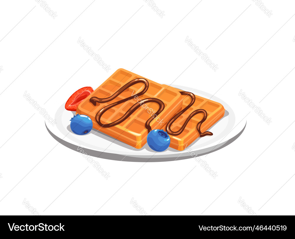 Cartoon belgian waffles baked dessert Royalty Free Vector
