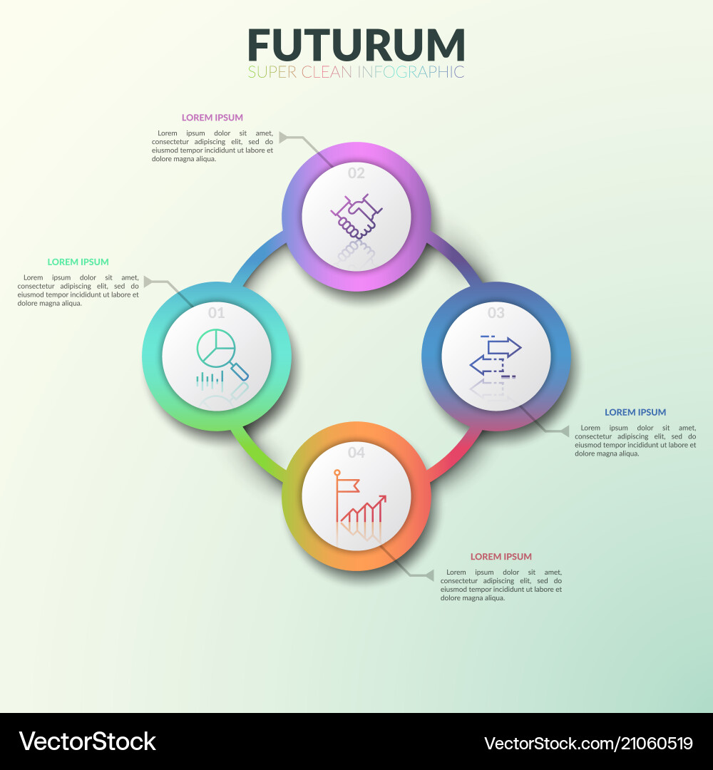 Circular diagram 4 connected round gradient Vector Image