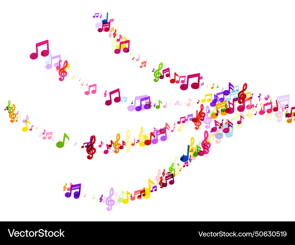Colorful music notes in dynamic swirl Royalty Free Vector