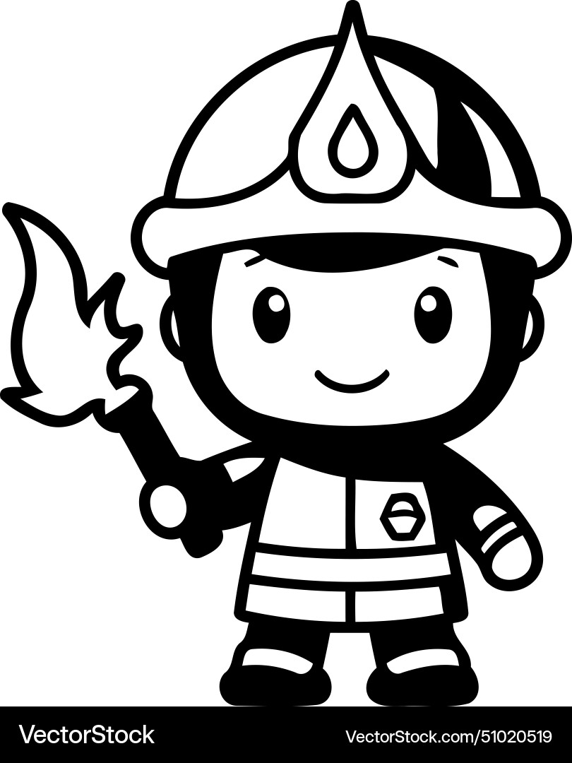 Firefighter - cute cartoon fireman character Vector Image