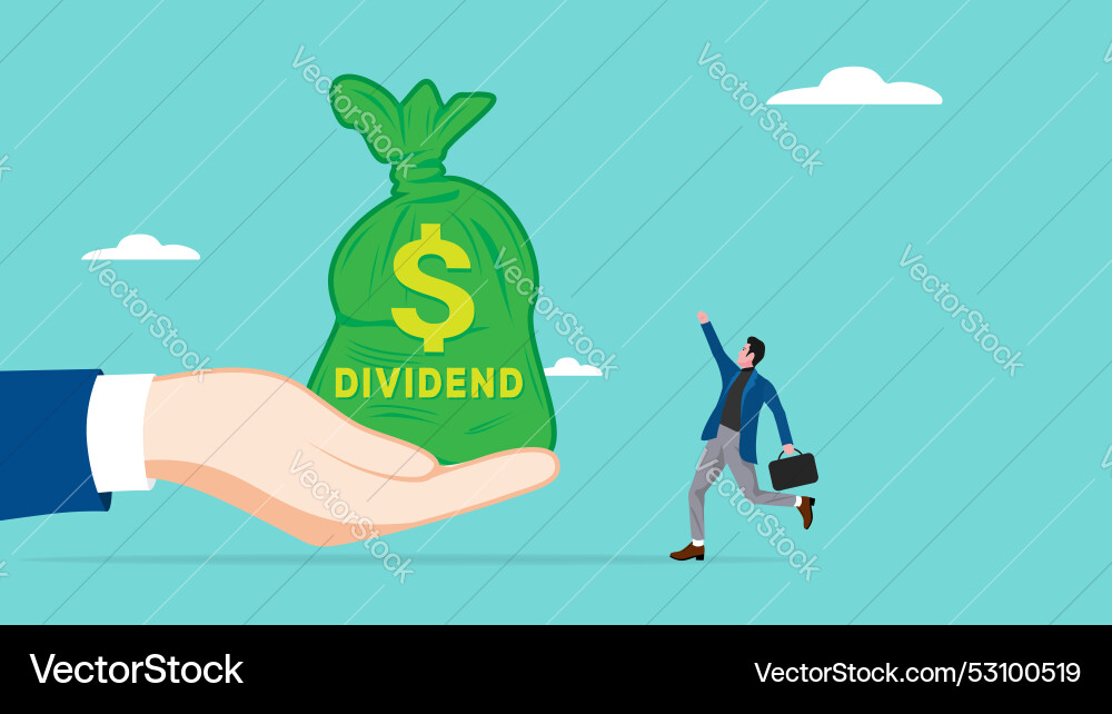 Getting dividend from investment with happy Vector Image