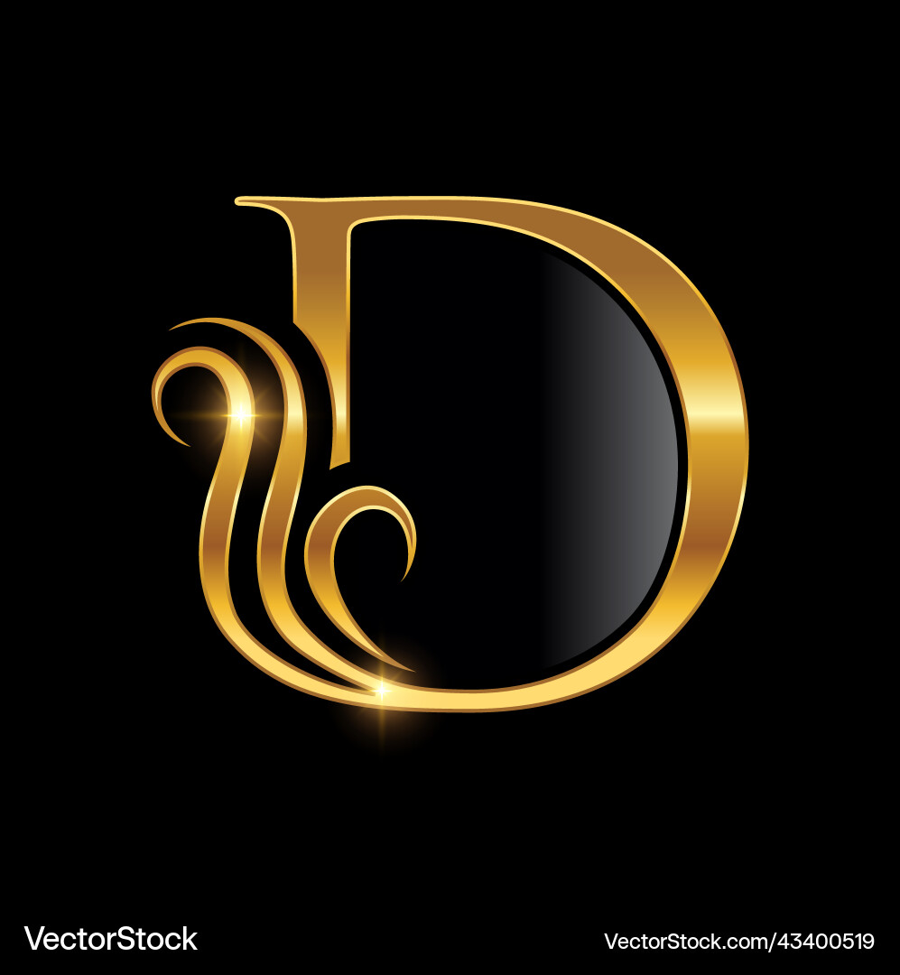 Golden monogram logo initial letter d Royalty Free Vector