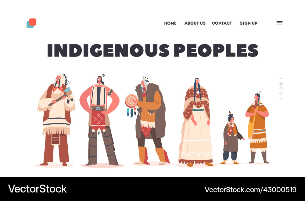 Indigenous people landing page template indian Vector Image