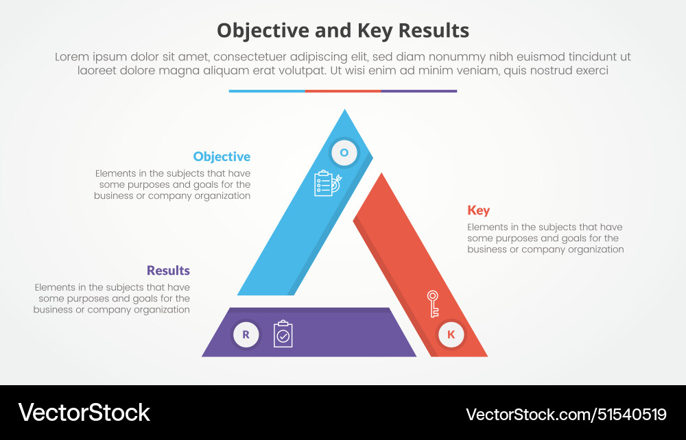 Okr objectives and key results framework Vector Image